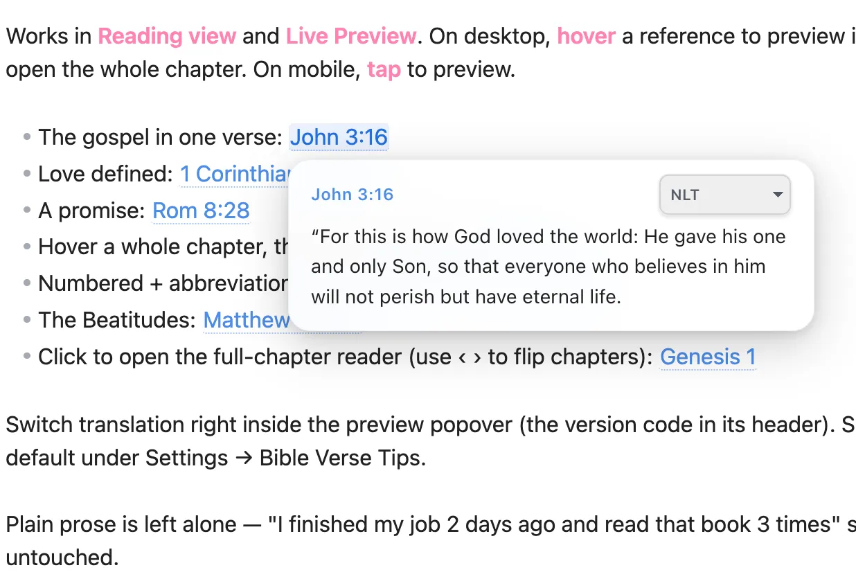 Bible Verse Tips - Obsidian Plugin