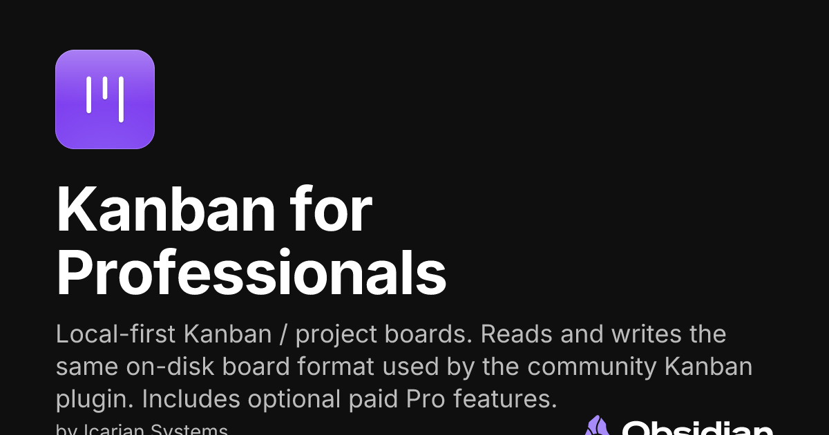 Kanban for Professionals - Obsidian Plugin